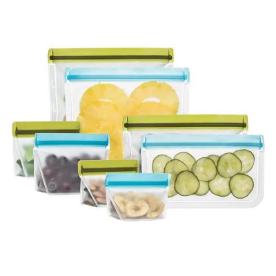 China Silicone PEVA Bag Storage Peva Freezer Bags Container Food Fresh Wrap zipper 6 Pack for sale