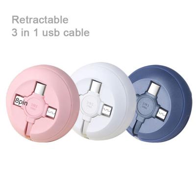 China 3 In 1 Usb Cable 1M 2.1A Retractable for sale