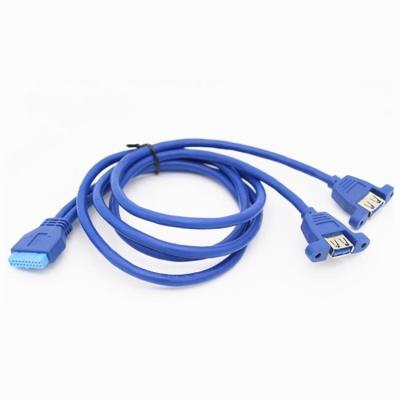 China OD6.0mm 0.5m Usb 3.0 20 Pin Cable Dual USB 3.0 Motherboard Cable for sale