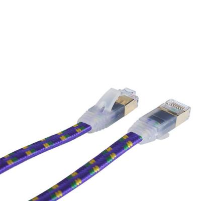 China 32AWG Pure Copper Shielded Nylon Braided Ethernet Network Cable Cat 7 for sale