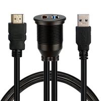 China Male To Female USB3.0 HDMI HD Cable Ship Dashboard 2m for sale