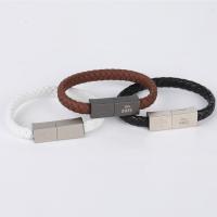 China PU Leather 22.5cm Bracelet Charging Cable With 32GB 64GB U Disk USB for sale