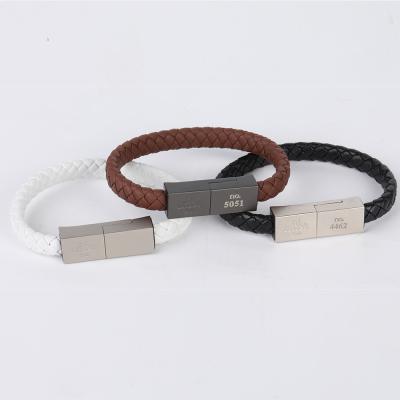 China PU Leather 22.5cm Bracelet Charging Cable With 32GB 64GB U Disk USB for sale