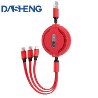 China Retractable 3 In 1 USB 2.0 Charging Cable Extendable Data Transfer for sale