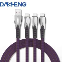 China Zinc Alloy 3A Fast Charging Cable 3 In 1 USB 2.0 Transfer Data for sale