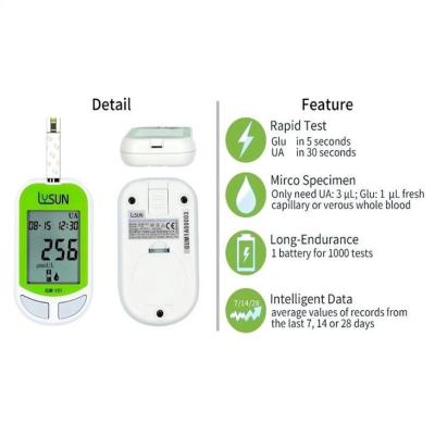 China Lysun Professional Manufacturer Hot Selling Digital Sugar Uric Acid Test Strip Active Blood Glucose Meter for sale