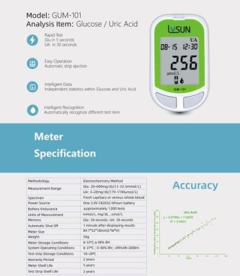 China Factory Price Blood Glucose Uric Acid Meter With Advanced Test Strips for sale