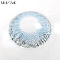 China Custom Logo Nougat Blue Eye Contact Lenses Triple Tone 14.2mm for sale