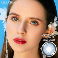 China Yearly Natural Colored Diamond Sugar Blue Circle Lenses 14mm 2 Tone for sale