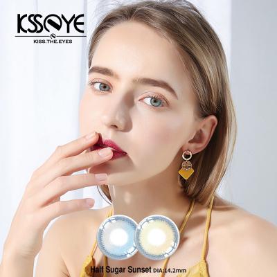 China KSSEYE Half Sugar Sunset Colour Grey Brown Eye Contact Lenses 14.2mm for sale