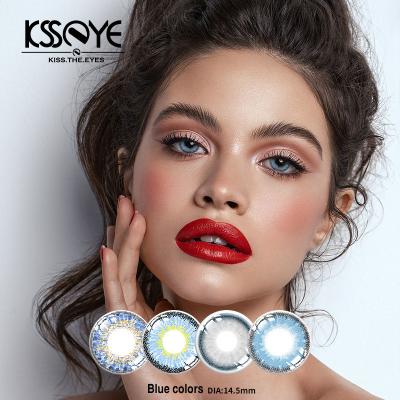China Odm Natural Rainbow Sky Blue Contact Lenses Eye Cosmetic Colored Contacts 14.5mm for sale