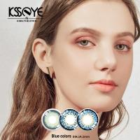 China 14mm HEMA NVP Natural Looking Colored Blue Eye Contact Lenses Zero Power for sale