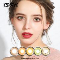 China Custom Reusable Brown Colored Contacts Lenses Yearly For Blue Eyes for sale