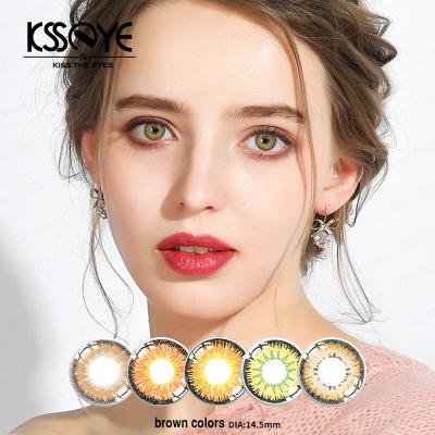 China Custom Reusable Brown Colored Contacts Lenses Yearly For Blue Eyes for sale