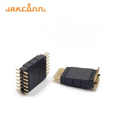 China Double Row 1.27mm Pitch Pin Header Connector with Gold Plated Brass Contacts and UL94V-0 Insulator for sale