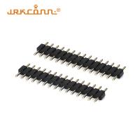 China Single Row 2.54mm Pitch Pin Header 180 Degree Brass Terminals Right Angle Header Connector for sale