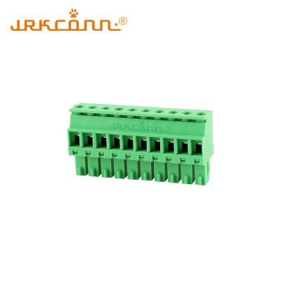 China 10 Poles Plug-in Terminal Block with 3.5/3.81mm Pitch and 8A Rated Current for Industrial Applications for sale