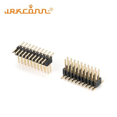 China 2.54mm Pitch Double Row SMT Pin Header Connector with Gold Plated Contacts and PA6T Housing for sale