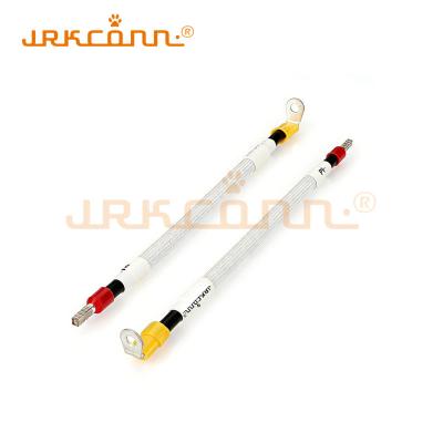 China Custom UL3530 Silicone Cable PCB Connection Wire with M4 Pre-Insulated Terminal and Fiberglass Tube Protection for sale
