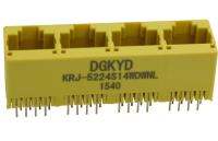 China 180° 4-Port RJ45 Ethernet Connector with 600+ Mating Cycles and Gold Plating Options from 3μ to 50μ for sale