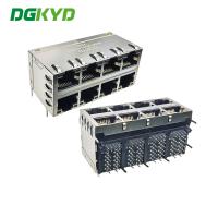 China DGKYD24Q012DB1A1D057 2x4 Port Shielded RJ45 Gigabit Filtered Connector with LEDs - 21.36mm Length, -40℃ to +85℃ Operating Range for sale