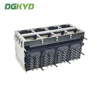 China DGKYD24Q012DB1A1D057 2x4 Port Shielded RJ45 Gigabit Filtered Connector with LEDs - 21.36mm Length, -40℃ to +85℃ Operating Range for sale