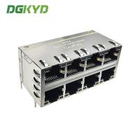 China DGKYD24Q012DB1A1D057 2x4 Port Shielded RJ45 Gigabit Filtered Connector with LEDs - 21.36mm Length, -40℃ to +85℃ Operating Range for sale