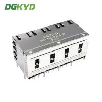 China DGKYD24Q012DB1A1D057 2x4 Port Shielded RJ45 Gigabit Filtered Connector with LEDs - 21.36mm Length, -40℃ to +85℃ Operating Range for sale