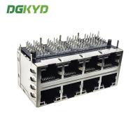 China DGKYD24Q012DB1A1D057 2x4 Port Shielded RJ45 Gigabit Filtered Connector with LEDs - 21.36mm Length, -40℃ to +85℃ Operating Range for sale