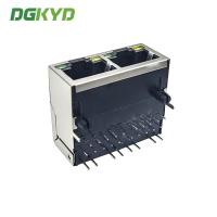 China DGKYD312Q106AB2A4DN 1x2 RJ45 Gigabit Ethernet Connector with Integrated Transformer and LED Indicators for sale