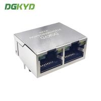 China DGKYD312Q106AB2A4DN 1x2 RJ45 Gigabit Ethernet Connector with Integrated Transformer and LED Indicators for sale