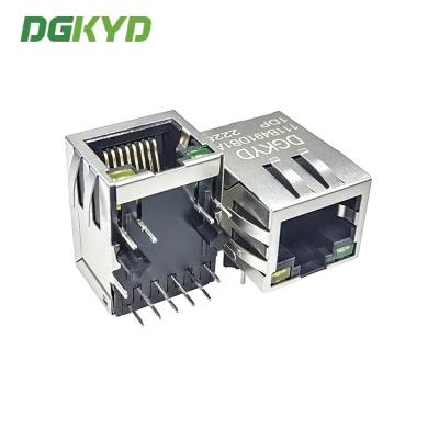 China DGKYD111B491DB1A1DP 1000 Base-T PoE RJ45 Connector with Magnetics 8P8C DIP Side Entry -40 to 85C for sale
