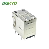 China DGKYD Stacked Multi-Port RJ45 Modular Jack 2x1 100M Ethernet Filter 7Pin for sale