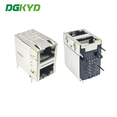 China DGKYD Stacked Multi-Port RJ45 Modular Jack 2x1 100M Ethernet Filter 7Pin for sale