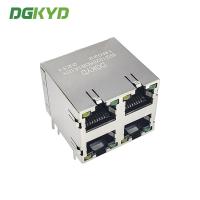 China DGKYD59212288DB1A1DY1B022 Stacked 2X2 Multi-Port RJ45 Network Socket With Light Strip Shielding Data Communicationce for sale