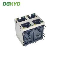 China DGKYD59212288DB1A1DY1B022 Stacked 2X2 Multi-Port RJ45 Network Socket With Light Strip Shielding Data Communicationce for sale
