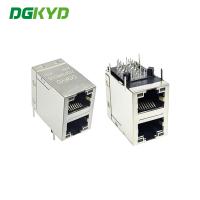 China DGKYD 1000Base-T Stackable 2-Port RJ45 Connector with Magnetic Filter 90 Degree Right Angle PA66 for sale