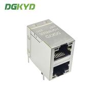 China DGKYD 1000Base-T Stackable 2-Port RJ45 Connector with Magnetic Filter 90 Degree Right Angle PA66 for sale