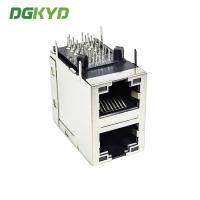 China DGKYD 1000Base-T Stackable 2-Port RJ45 Connector with Magnetic Filter 90 Degree Right Angle PA66 for sale