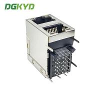 China DGKYD 1000Base-T Stackable 2-Port RJ45 Connector with Magnetic Filter 90 Degree Right Angle PA66 for sale