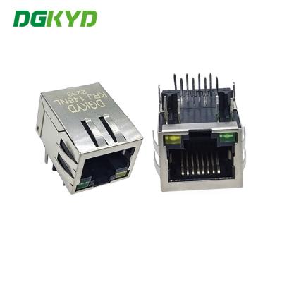 China KRJ-146NL Single Port RJ45 Integrated Magnetics Jack with Yellow/Green LED - 8 Position 10/100 BASE-T Connector for sale