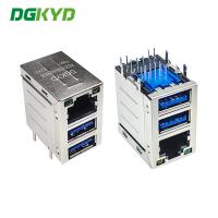 China DGKYDRU231188AB2WDB1080 RJ45 Dual USB3.0 Ports Modular Jack with 8 Terminals and -40℃ to 85℃ Operating Range for sale