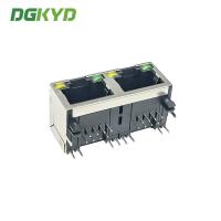 China KRJ-56S8P8C1X2YGNL 2 Port RJ45 Ethernet Jack 1000BASE-TX Shielded Through Hole for sale