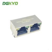 China KRJ-56S8P8C1X2YGNL 2 Port RJ45 Ethernet Jack 1000BASE-TX Shielded Through Hole for sale