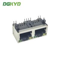 China KRJ-56S8P8C1X2YGNL 2 Port RJ45 Ethernet Jack 1000BASE-TX Shielded Through Hole for sale