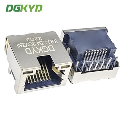 China KRJ-CB4.2GYZN Metal Shielded Dip Low Profile RJ45 Jack SMT 11mm Height 2500 Cycle Durability for sale