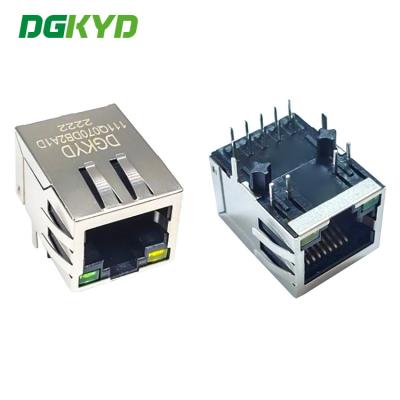 China DGKYD111Q070DB2A1D Ethernet RJ45 Socket 1000BASE-TX Integrated Transformer G/Y for sale