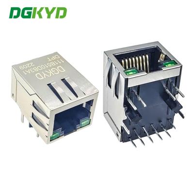 China DGKYD Single Port Horizontal RJ45 Connector with Integrated Transformer Filter POE 10/100 Base-T for sale