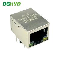 China Right Angle 10/100 RJ45 Ethernet Connector with Magnetics for ADSL Modem - 0.35mm Gold Plated Contacts for sale