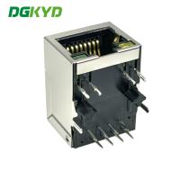 China Right Angle 10/100 RJ45 Ethernet Connector with Magnetics for ADSL Modem - 0.35mm Gold Plated Contacts for sale